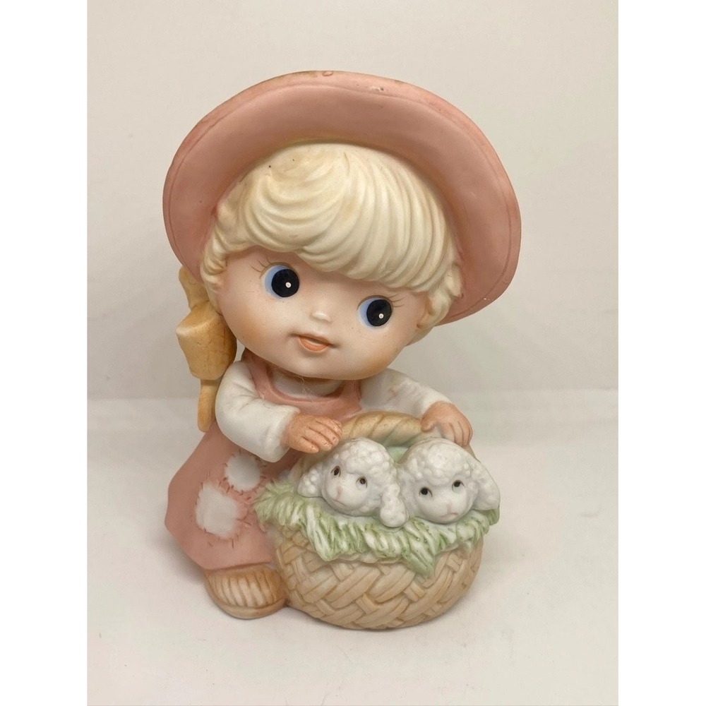 Homco | Accents | Vintage Homco Big Eye Girl Pink Dress Ceramic ...